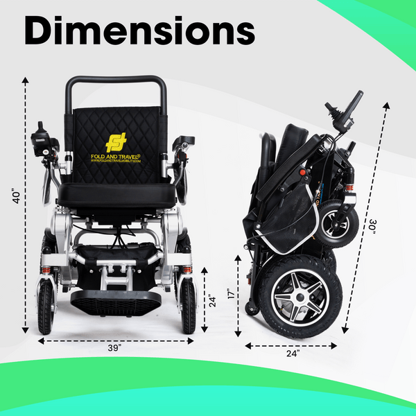 Heavy Duty Electric Wheelchair 22" Wide Seat Foldable Power Wheelchair